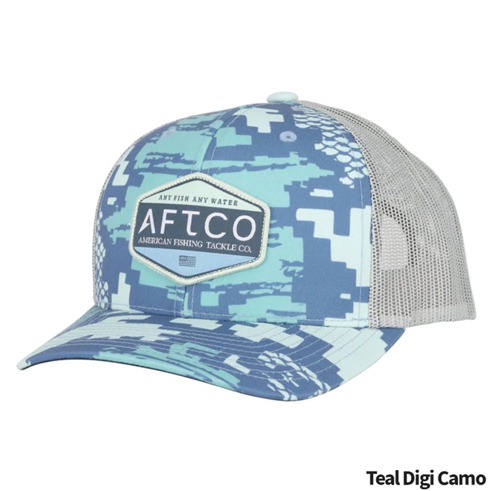 AFTCO(アフコ) Men’s Transfer Trucker Hat MC1033 フリー Teal Digi Camo - 釣具の ...